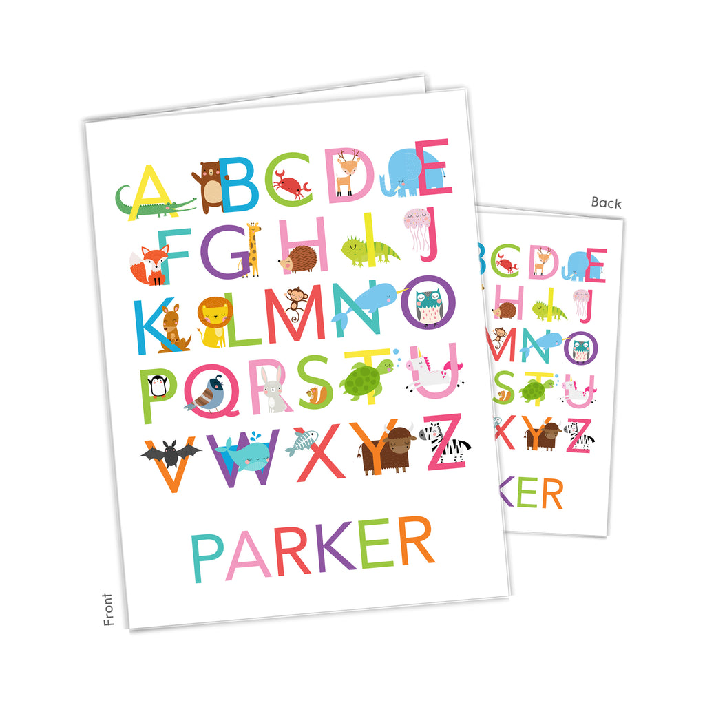 Alphabet Animals 2 Pocket Folder Personalized Back to School Supplies ...