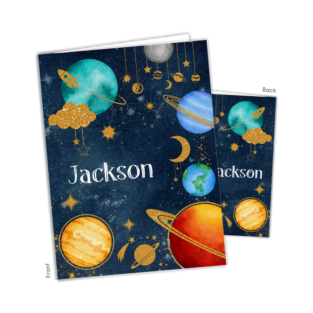 Planets 2-Pocket Folder Personalized Back to School Supplies Boy Girl ...