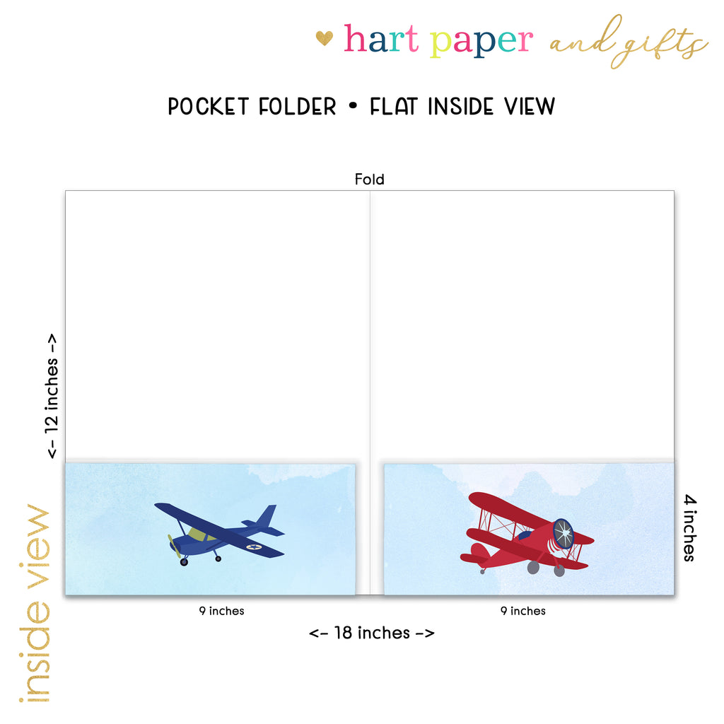 Airplane 2-Pocket Folder Personalized Back to School Supplies Girl Boy ...