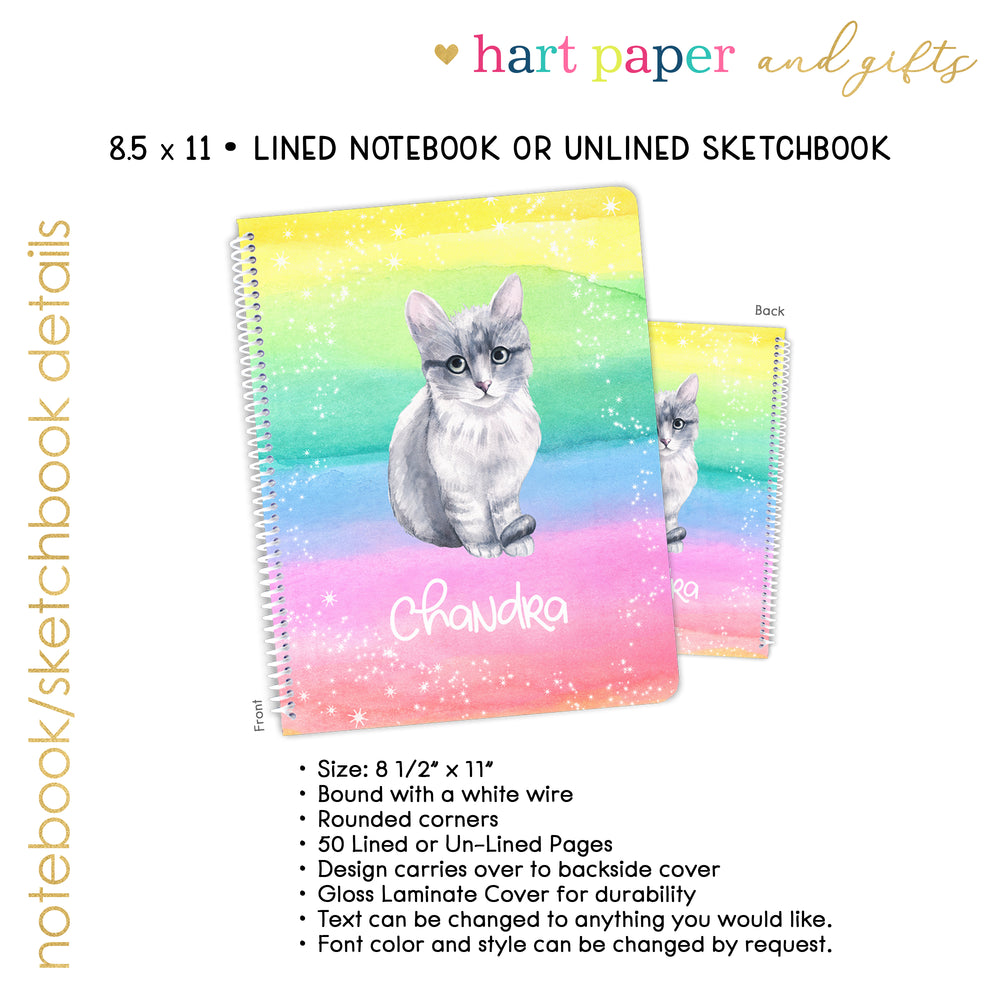 Kitten Cat Personalized Notebook Sketchbook Journal Custom Birthday ...