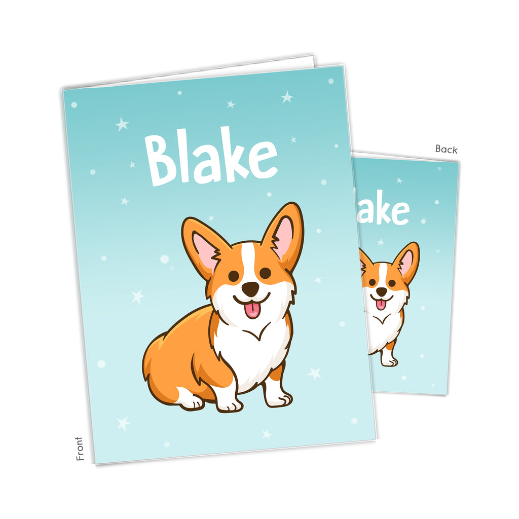 Corgi Dog 2-Pocket Folder Personalized Back to School Supplies Girl Boy ...