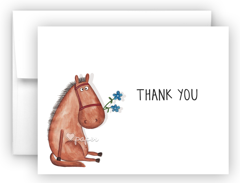 Horse Thank You Cards Note Card Stationery • Flat or Folded – Hart Paper