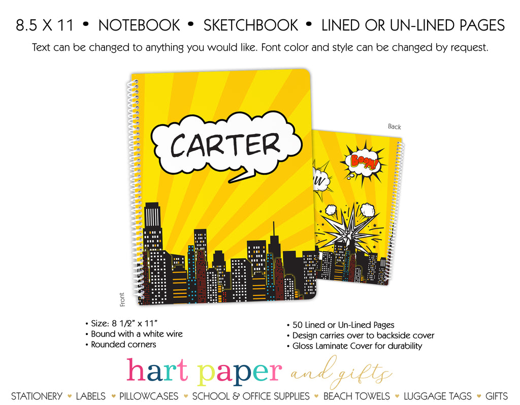Superhero Personalized Notebook Sketchbook Journal Custom Birthday Gift ...